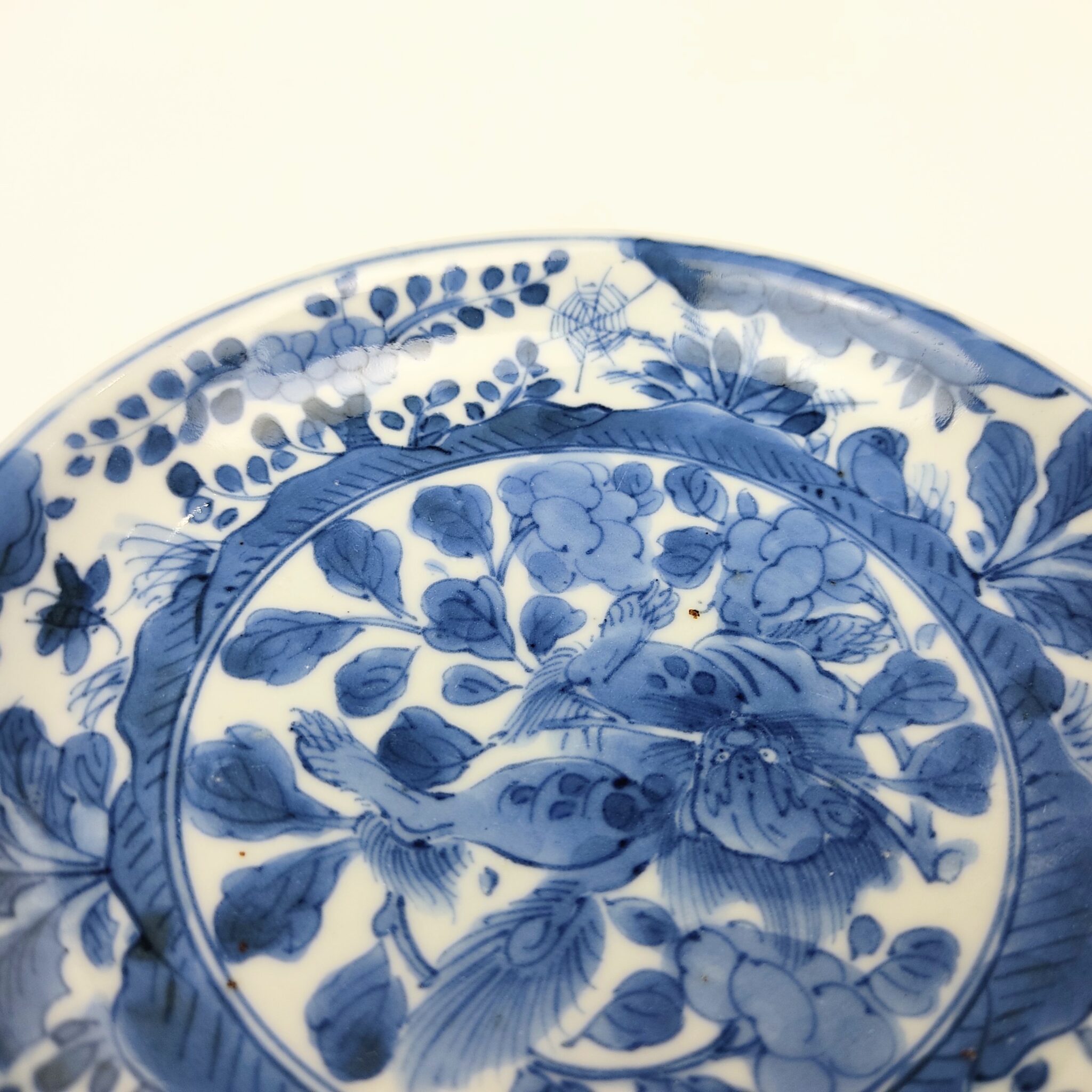 japanese antique Imari ware kokutani style blue and white dish with ...